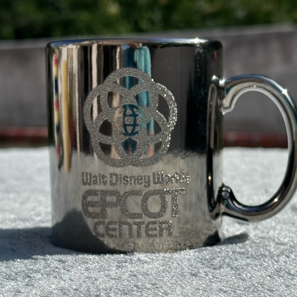 Disney | Dining | Disney Black Chrome Finish Epcot Center Mug | Poshmark